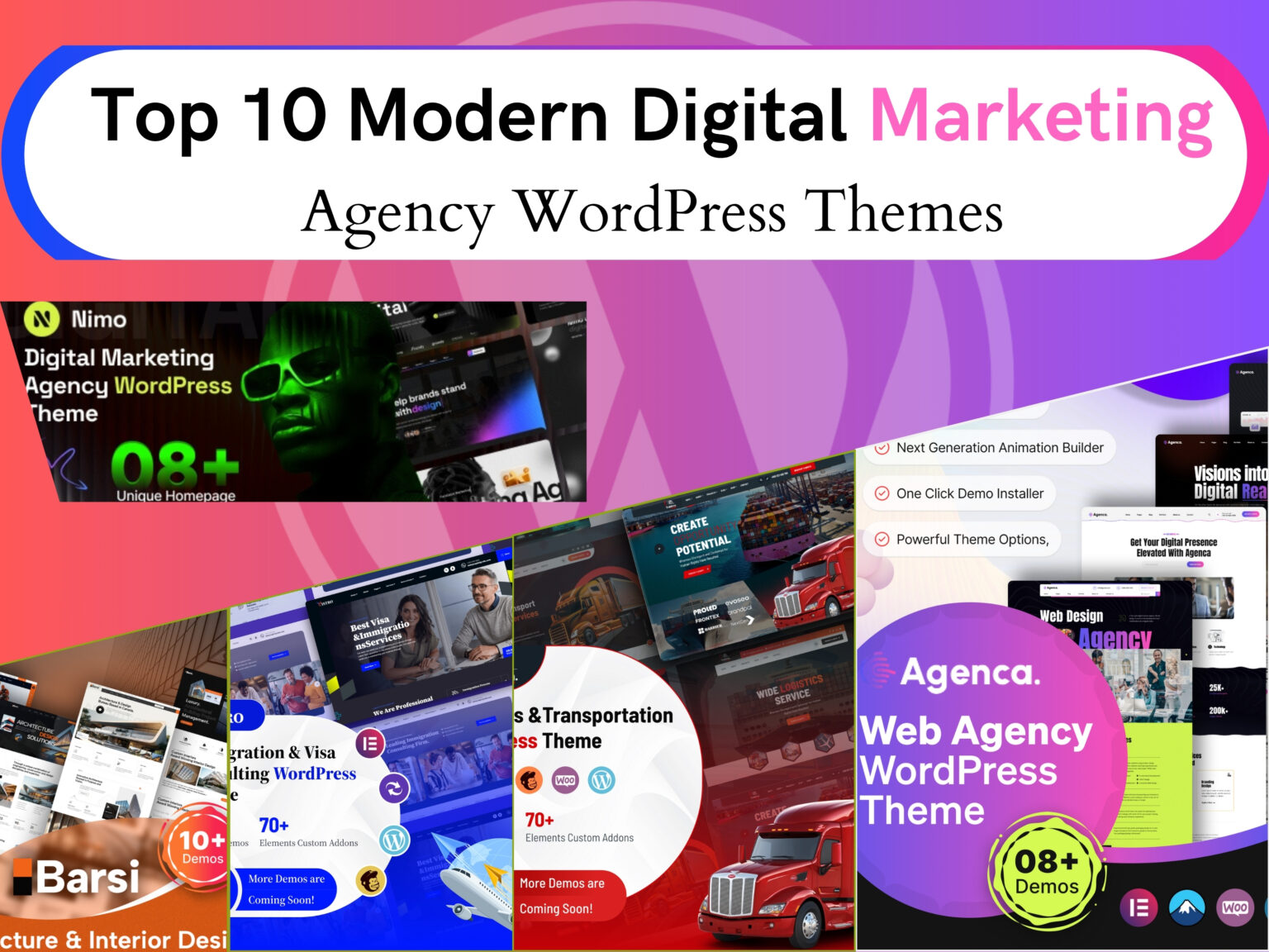 Top 10 Modern Digital Marketing Agency WordPress Themes | Fast & Creative